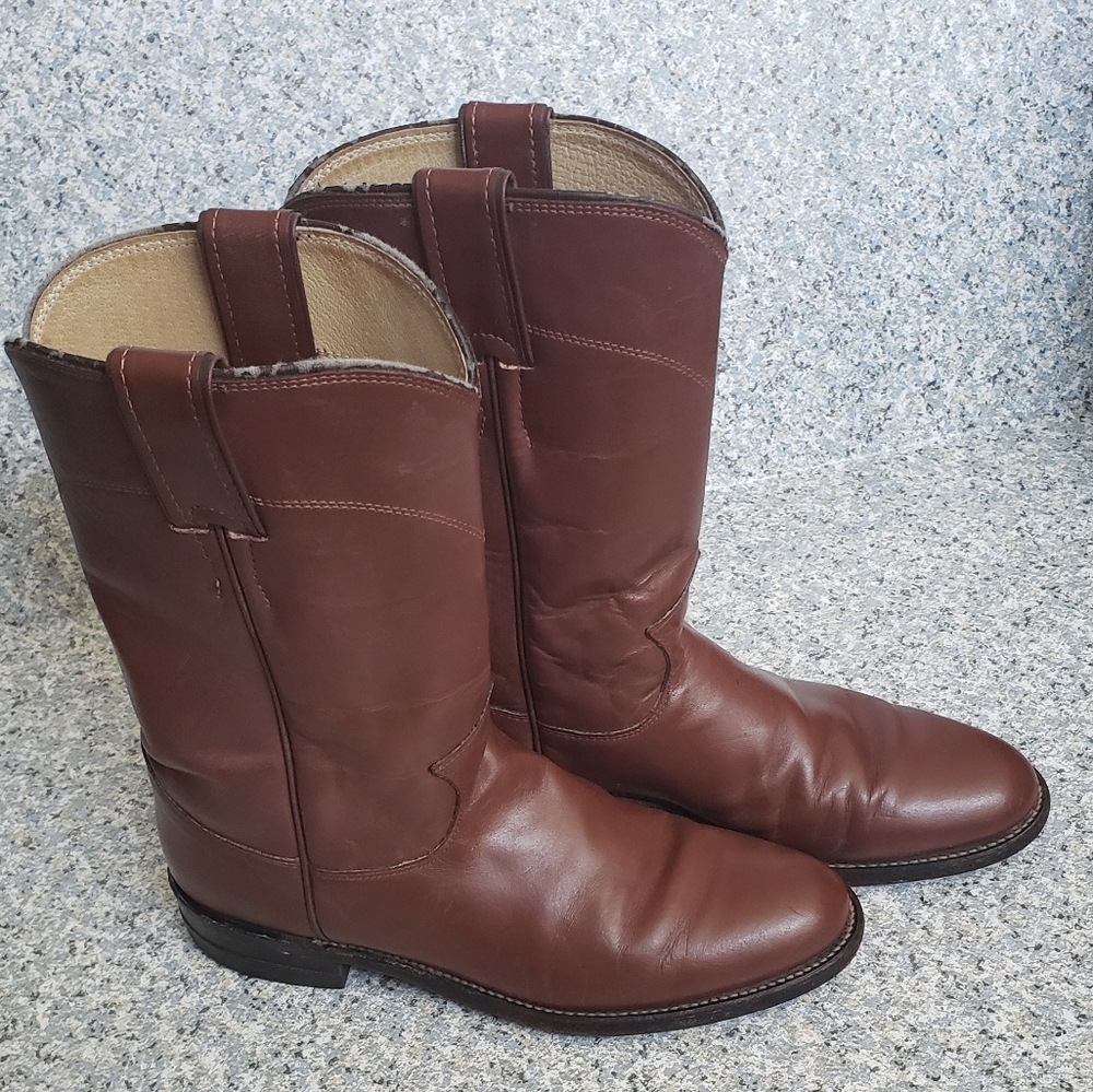 Justin Ropers Womens Sz 6.5 B Round Toe Brown Leather… - Gem